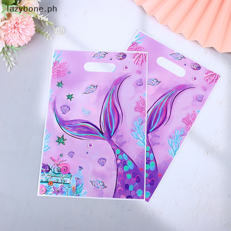 {lazybone} 10/50Pcs Mermaid Plastic Goodie Bags Mermaid Tail Candy Gift ...