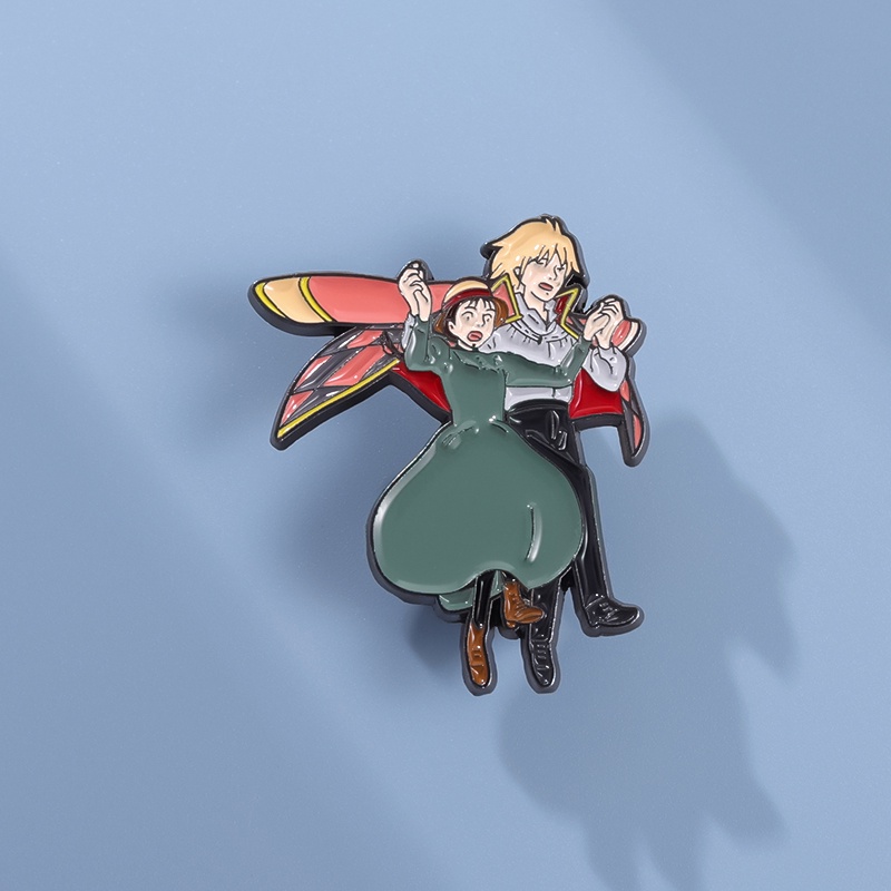 Cartoon Howls Moving Castle Enamel Pins Anime Magician Howl Brooch ...