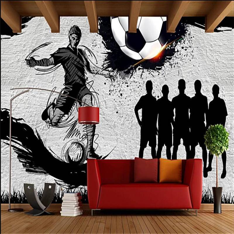 Custom Retro Industrial Style Graffiti Football Theme Gray Pattern ...