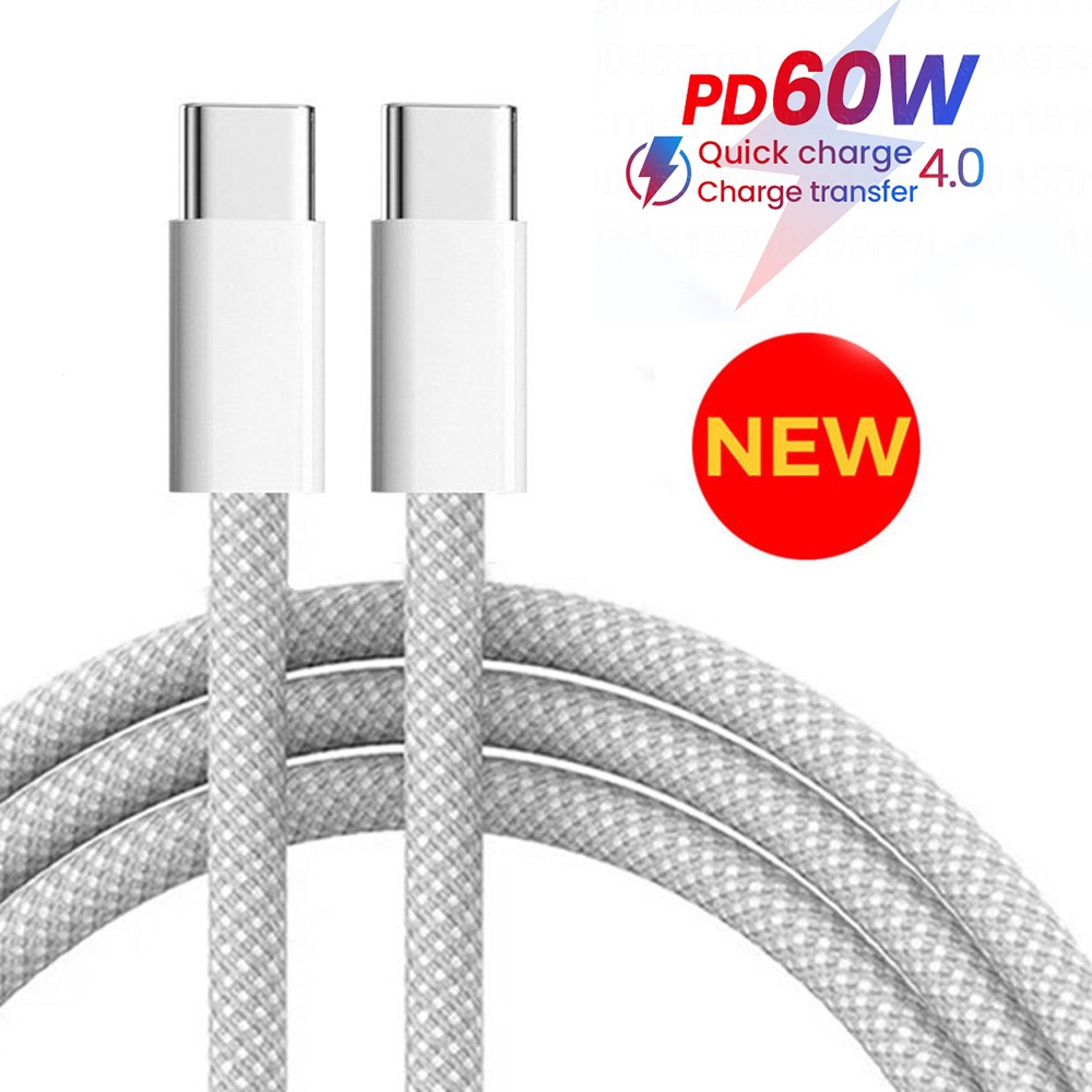 PD 60W USB C to USB Type C Braided Cable Fast Charge Data Cable For ...