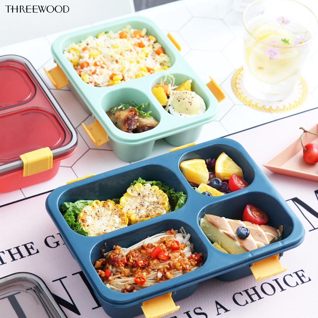 TWK-Lunch Box Leak-Proof High-temperature Resistance Portable Japanese Style 4 Grids ...
