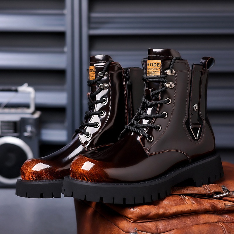 Genuine Leather Men's Martin Boots British Style High-top Boots INS Mid ...