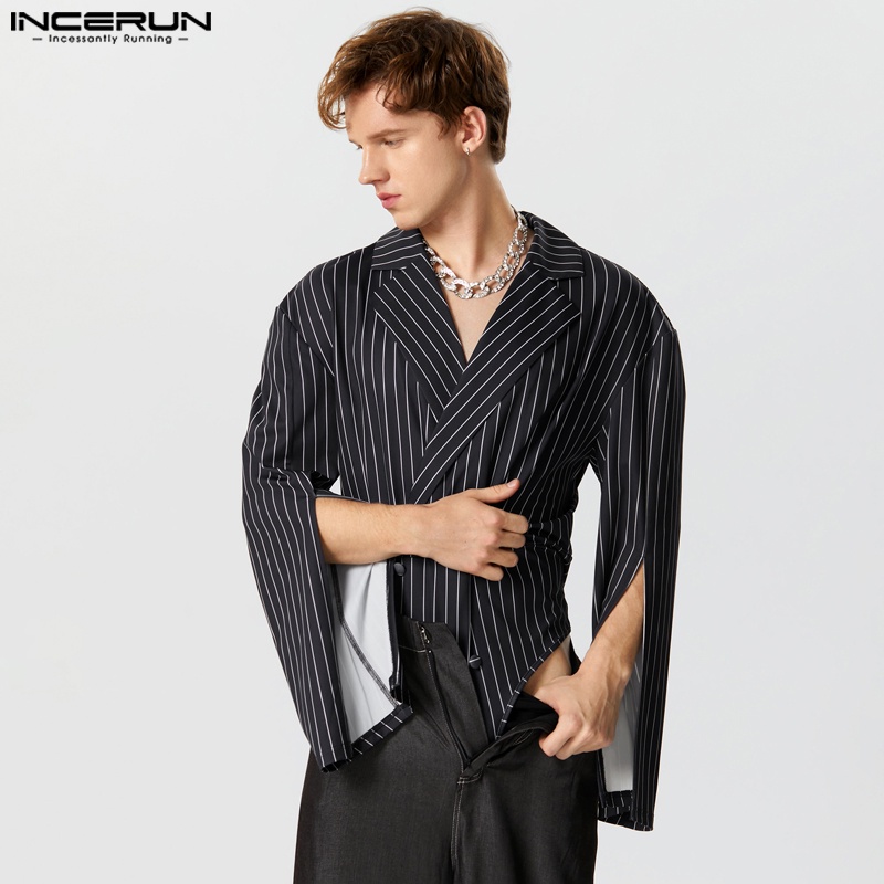 INCERUN men's striped suit jacket jumpsuit men Bodysuits | Shopee ...