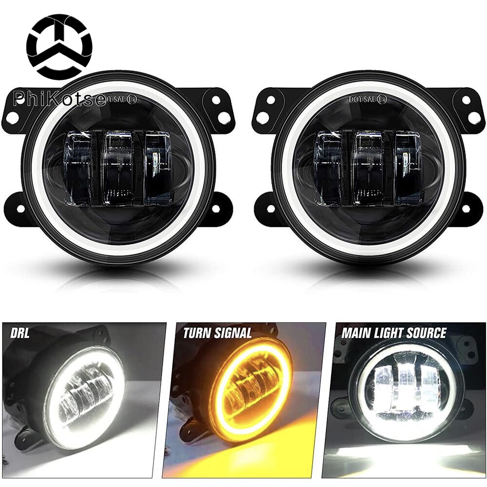 1pair 4 Inch LED Fog Lights with whith yellow halo ring for Jeep ...