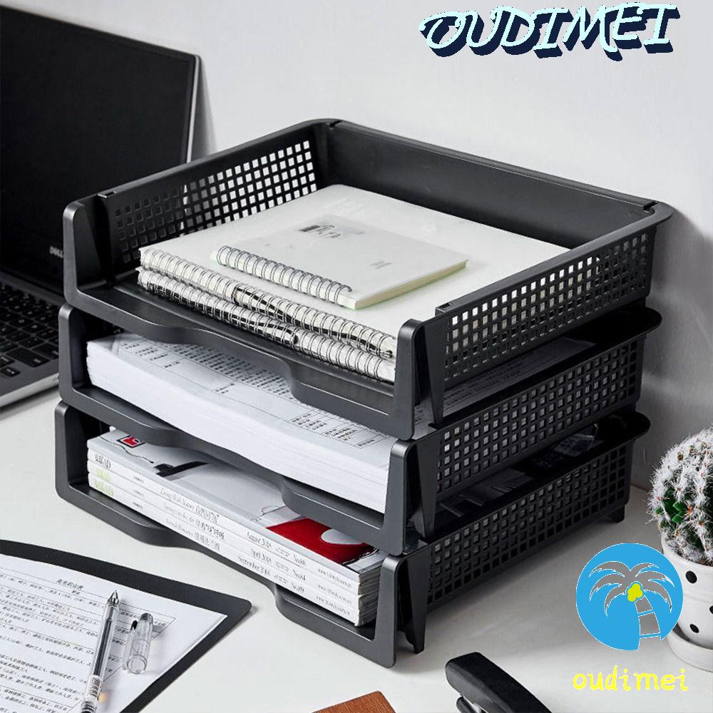 OUDIMEI A4 File Storage Tray, File Organizer Papers Rack Stackable File ...
