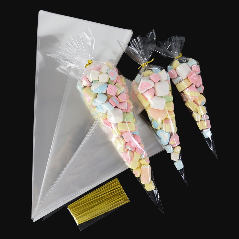 100pcs Opp Plastic Triangle Bag Transparent Candy Bag Ice Cream ...