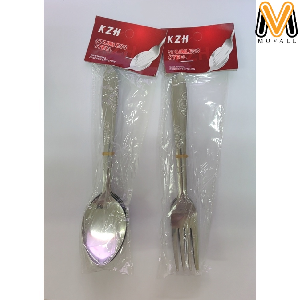 Movall Stainless Steel Thin Spoon and Fork 12pcs Set ( SILVER) | Shopee ...