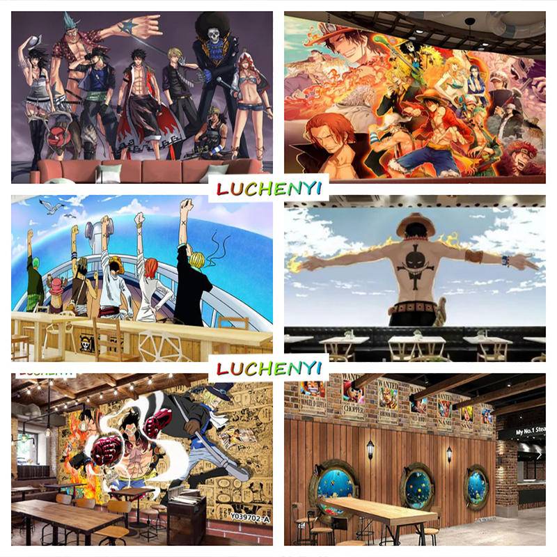 Custom 3D Pirate King Lufei Anime Theme Children's Room Cartoon Mural ...