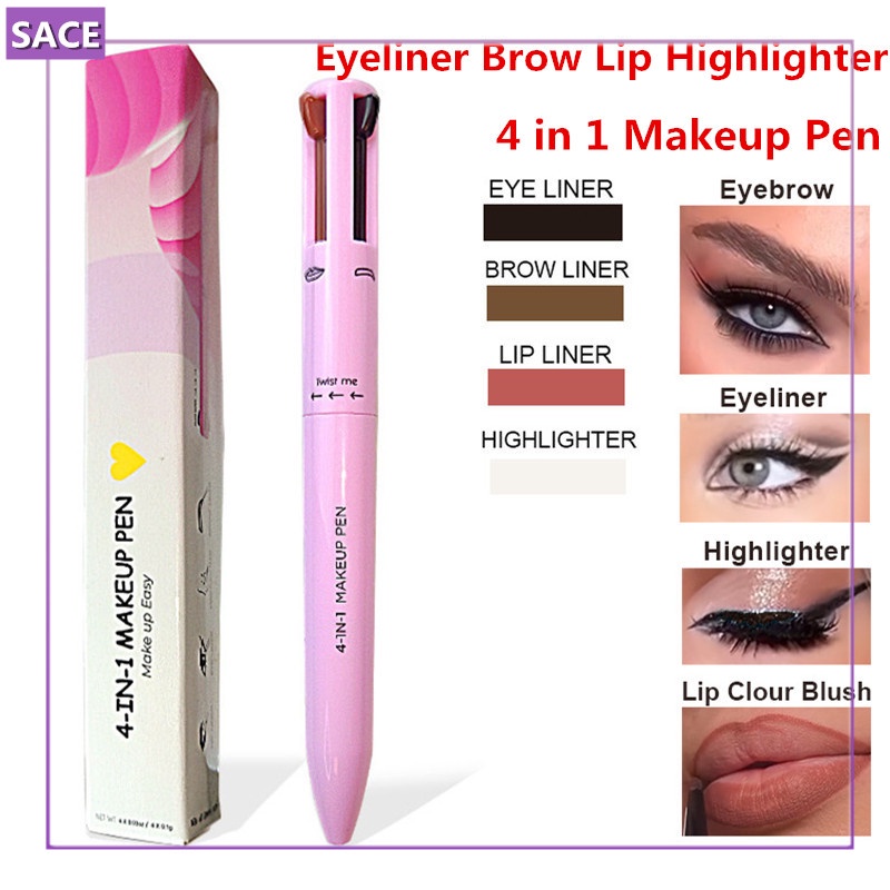 4 In 1 Makeup Pen for Eyeliner Brow Lip Highlighter Waterproof Cosmetic ...