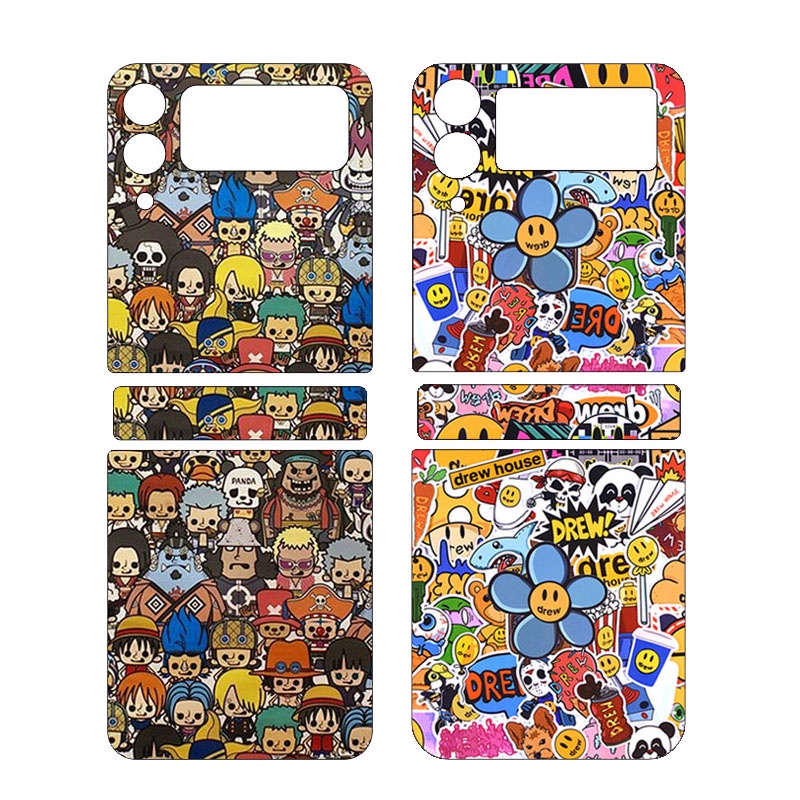 Samsung Galaxy Z Flip 3 4 5 Decal Skin Mix Cartoon Back + Hinge Screen ...