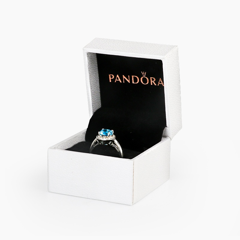 Pandora With Promise Box Aquamarine Adjustable Promise Ring Cubic ...