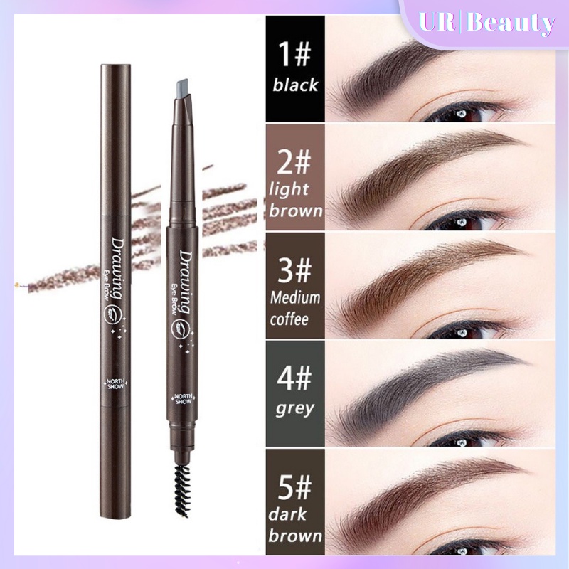 5 Colors Double Head Eyebrow Pencil/EyeBrow with Brush/ Long Lasting ...