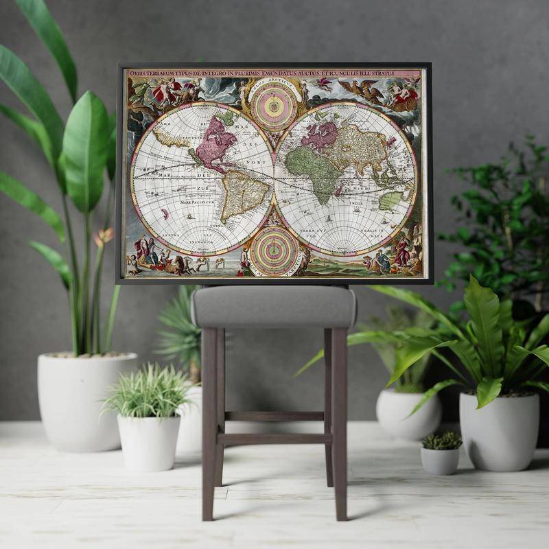 World Map Historic Old World Map canvas painting Posters Large Old ...