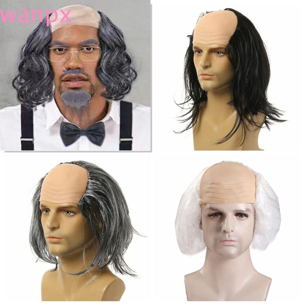 WANPX Funny Bald Wig, Props Straight Old Man Bald Wig, April Fool's Day ...