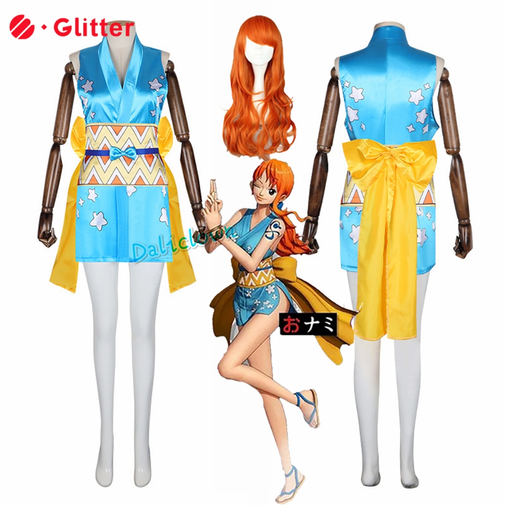 Anime One Piece Nami Wano Cosplay Costume For Women Nami Yukata Sexy ...