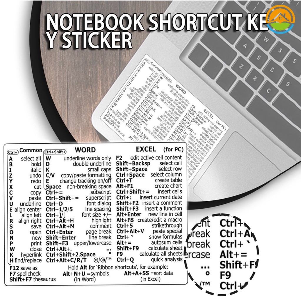Creative Self-Adhesive Reference Keyboard Shortcut Sticker/ Laptop ...