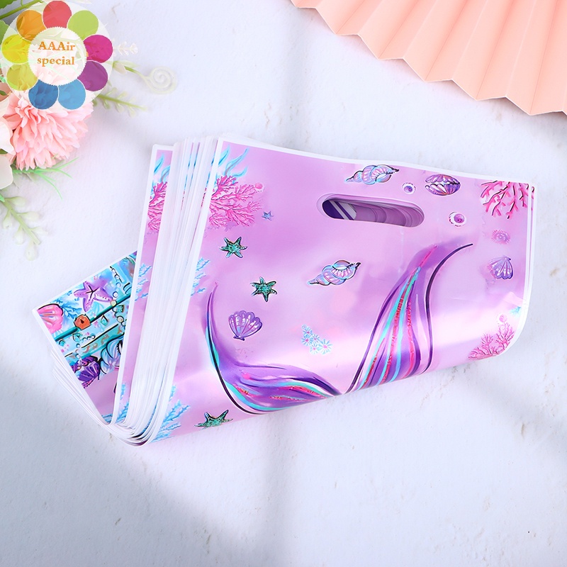 SEMEBY 10/50Pcs Mermaid Plastic Goodie Bags Mermaid Tail Candy Gift ...
