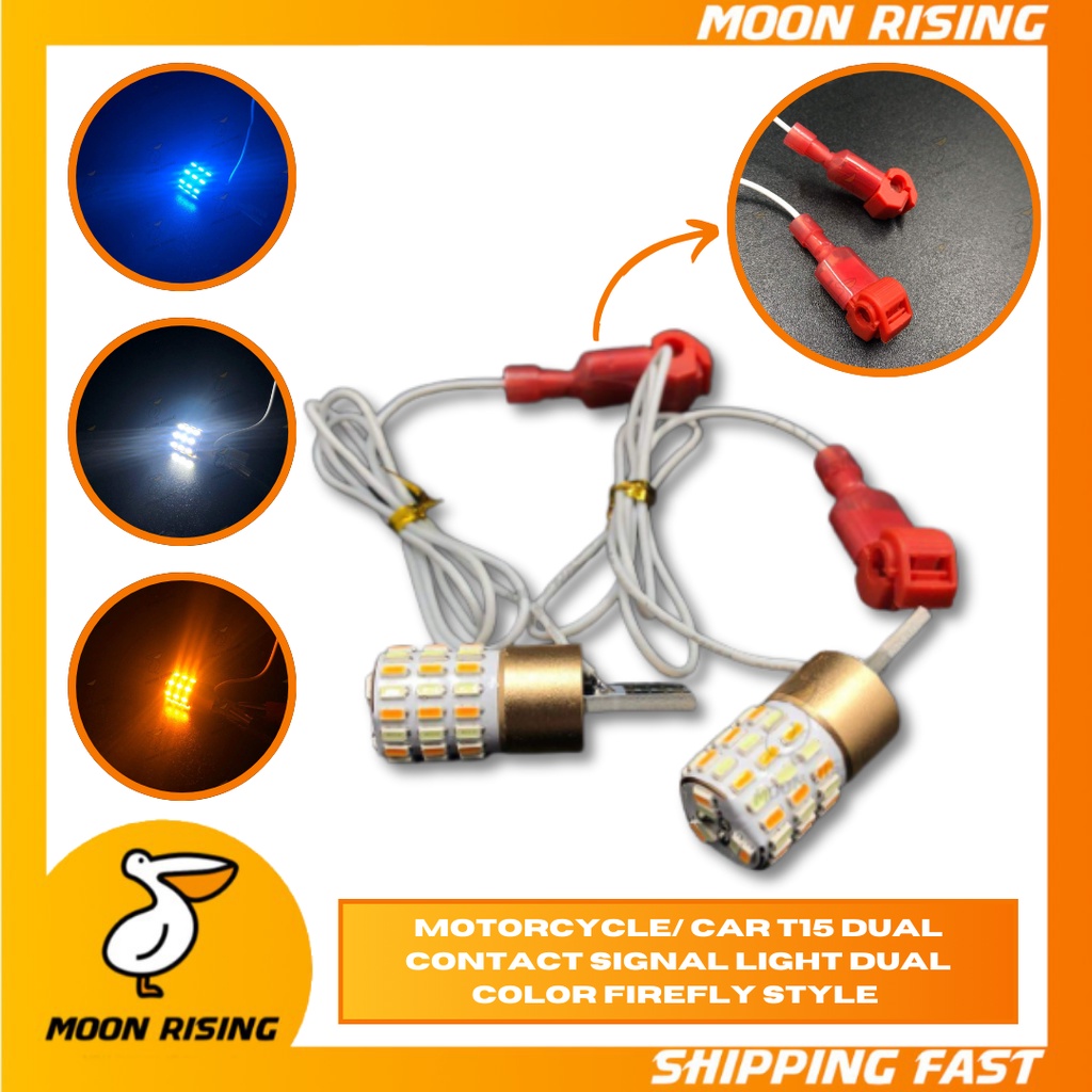 MOTORCYCLE/ CAR T15 DUAL CONTACT SIGNAL LIGHT PARK LIGHT DUAL COLOR ...