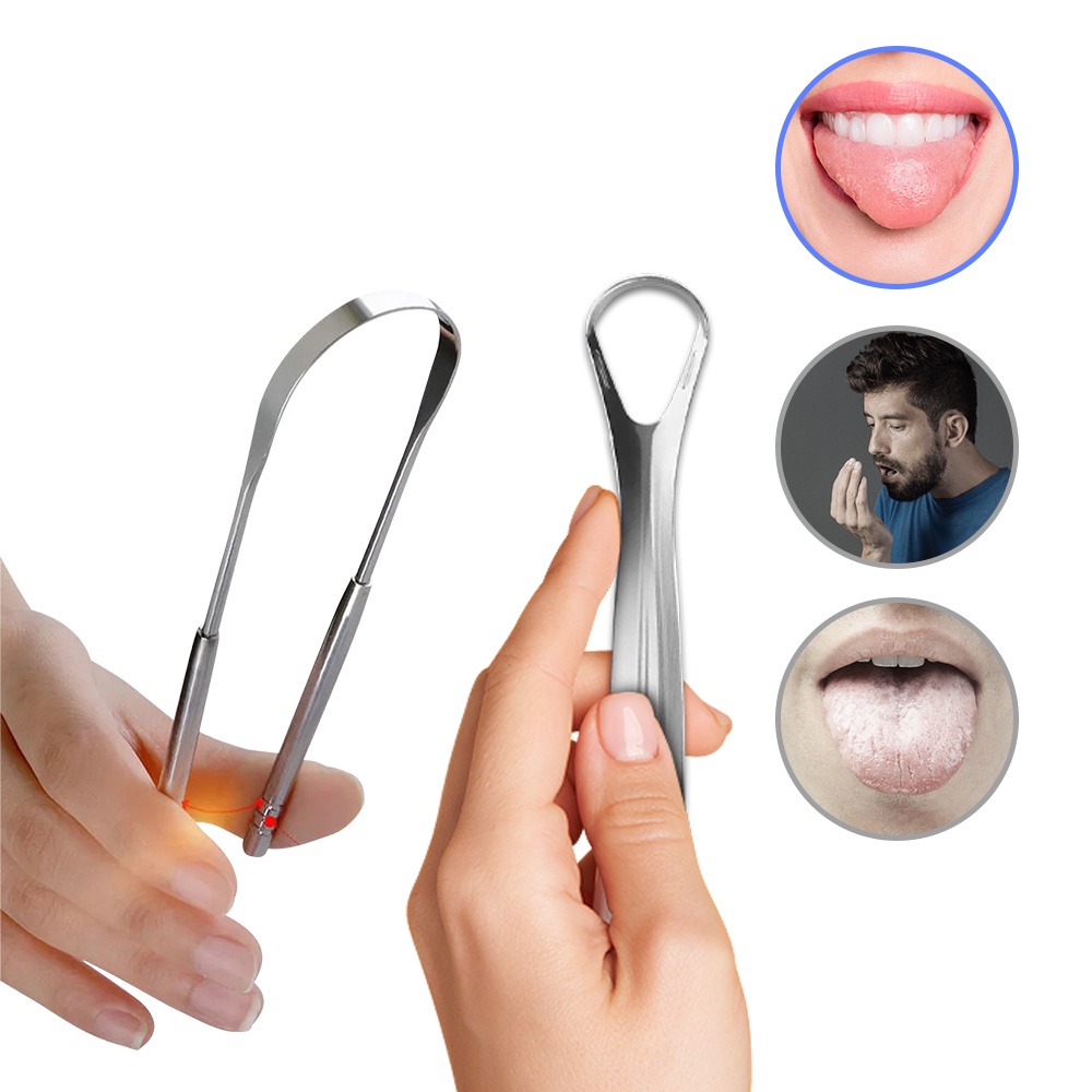 Tongue Scraper Cleaner for Adults Eliminate Bad Breath Stainless Steel ...