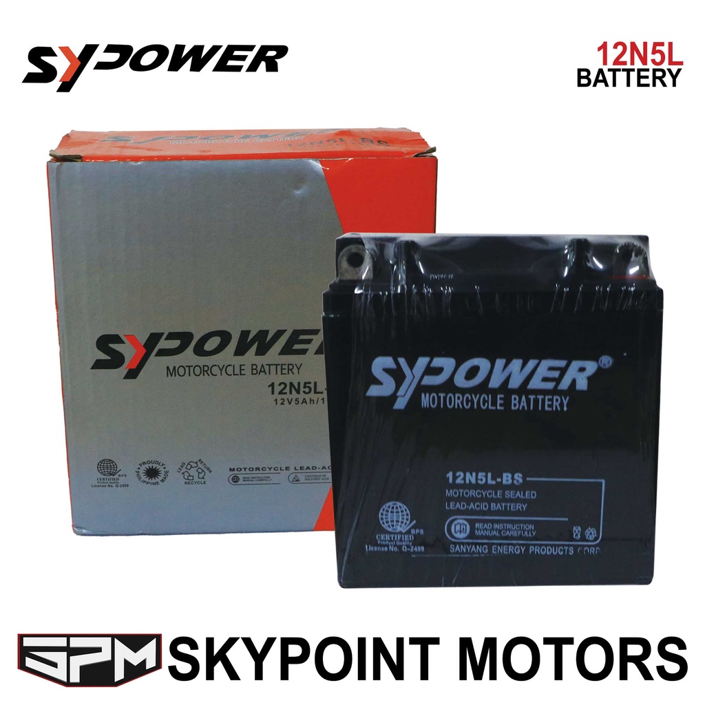 SYPOWER BATTERY 12N5L SANYANG (PB) (9703-012) | Shopee Philippines