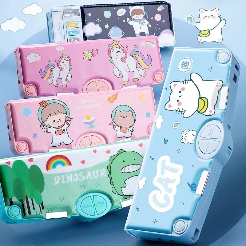 Pencil Box Cartoon Pencil Case Stationery Box Multifunctional Pencil ...