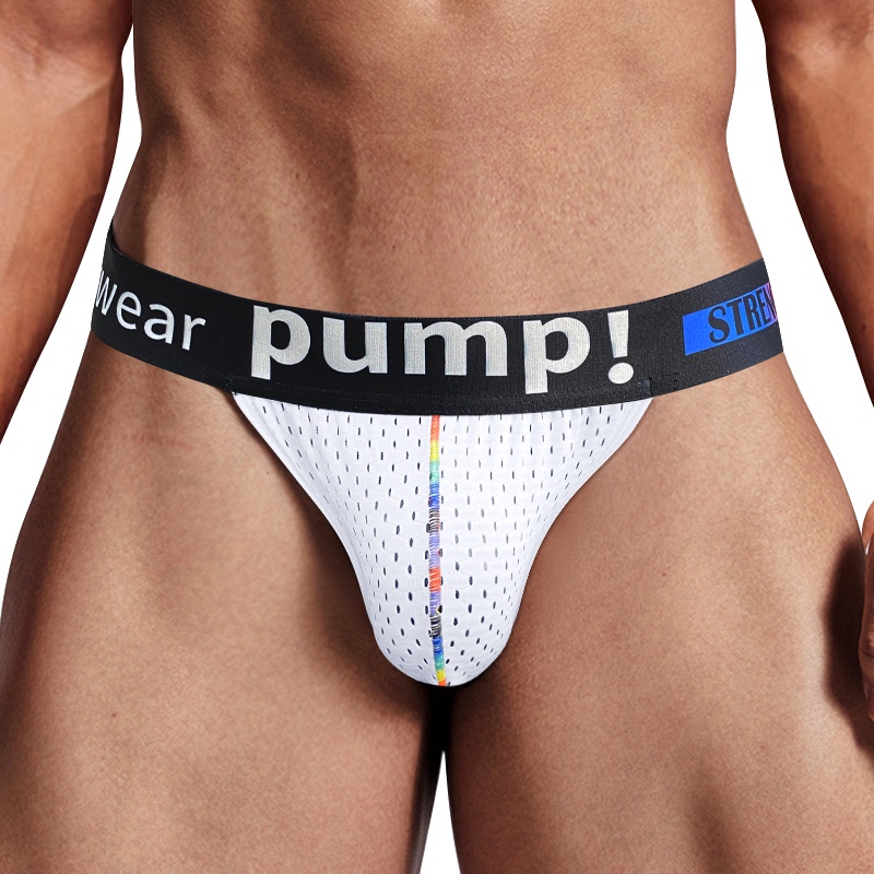 PUMP Sexy Men Thongs Gay Button Design Jockstrap Thongs Men Lingerie G String Homme Underwear ...