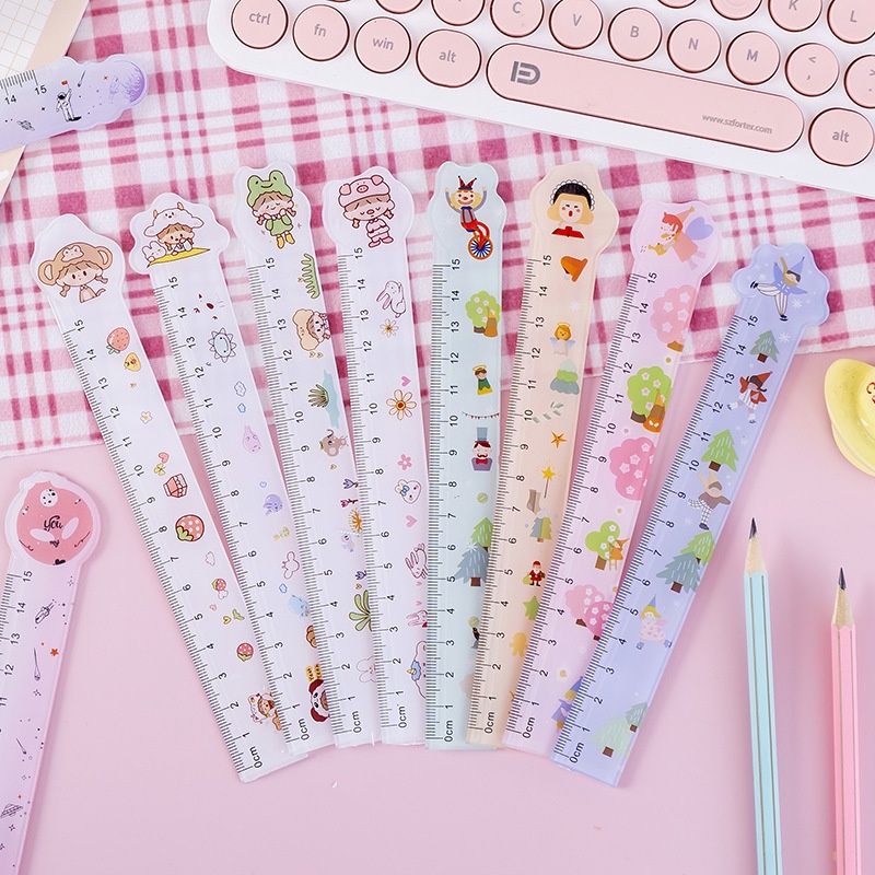 15cm long plastic ruler with many cute characters (random delivery ...