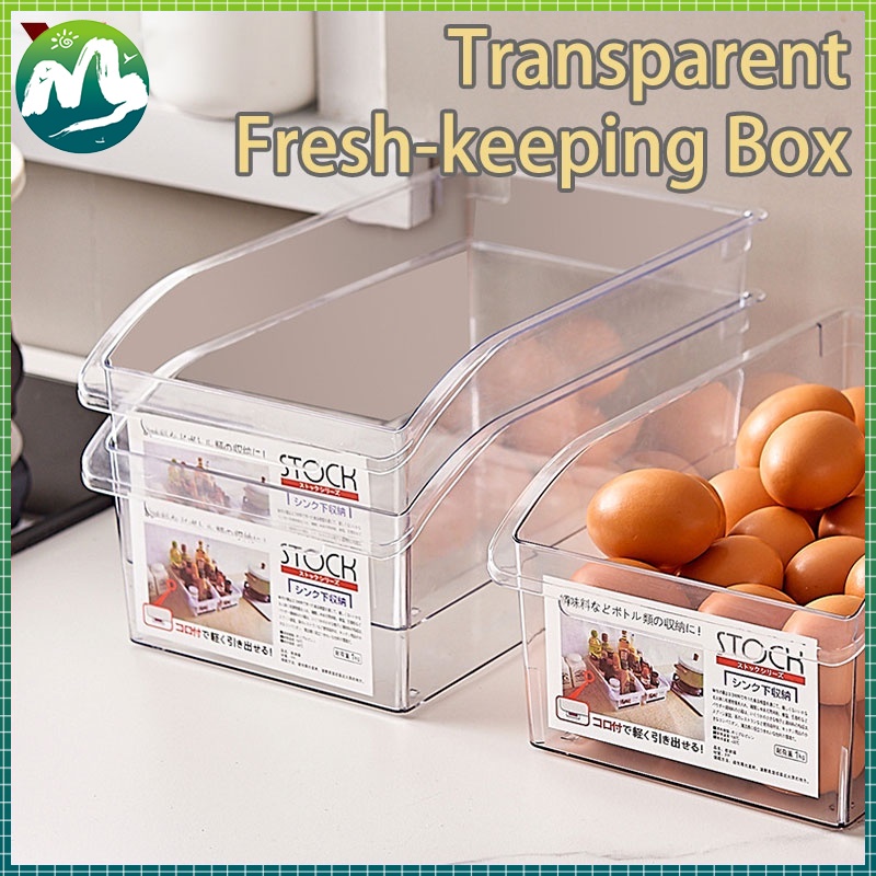 MS Refrigerator Organizer Transparent Fresh-keeping Box with Handle for ...
