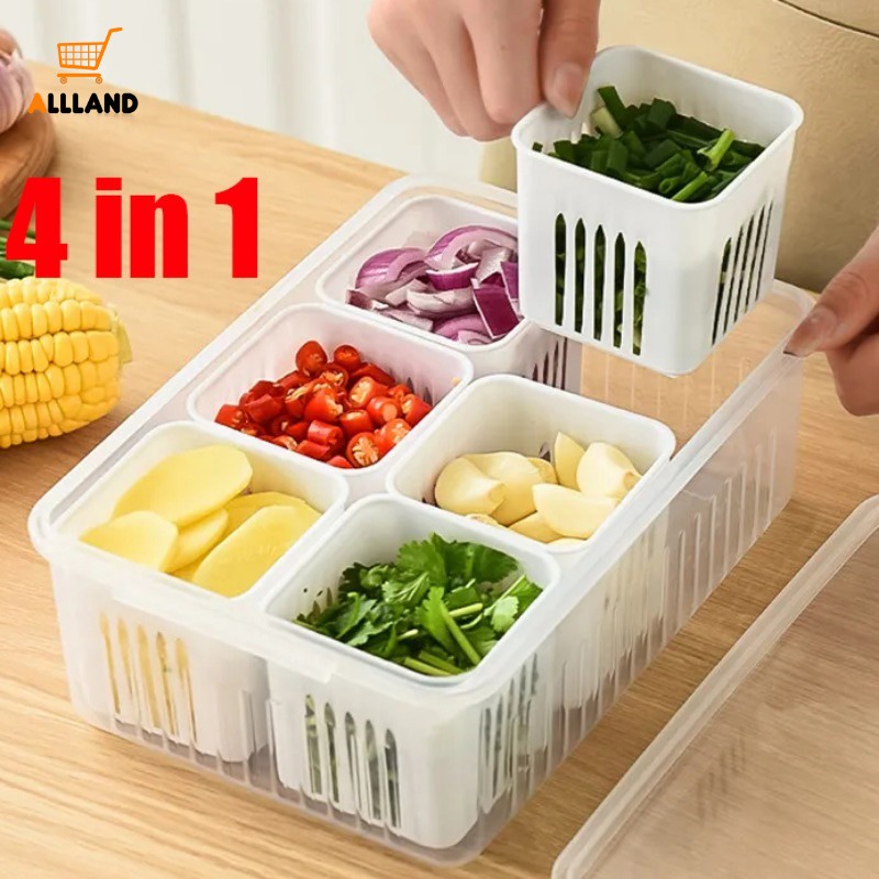 [Favorite] Minced Onion Garlic Spice Refrigerator Storage Box/ 6 Grids ...