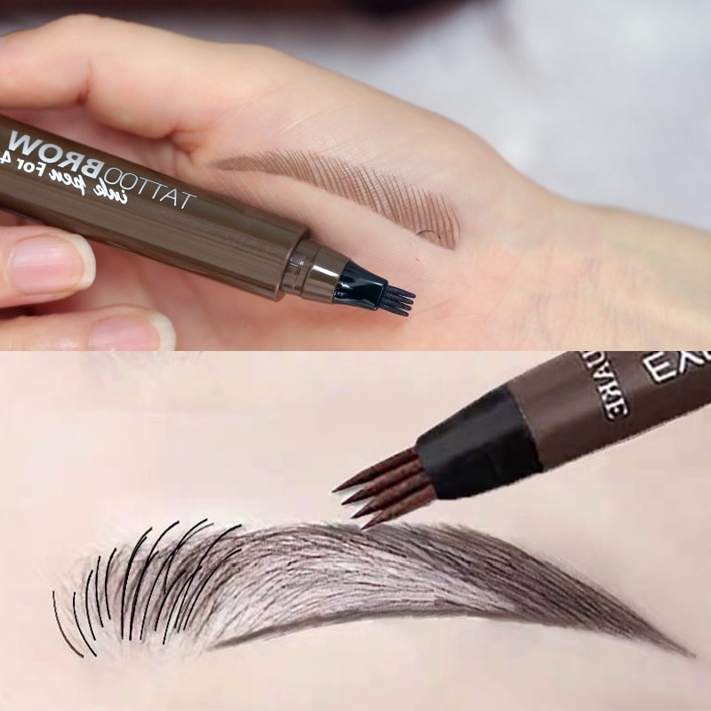 4 Points Eyebrows Pen 4D Hair-like Eyebrow Tattoo Pen Waterproof Fine ...