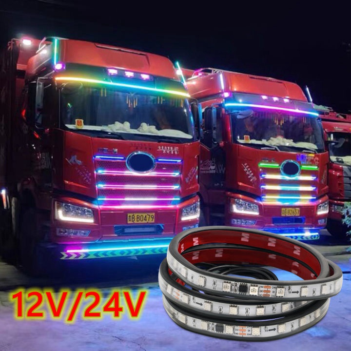 1pcs 12/24V LED Car Truck Lights RGB Flashing Truck LED Strip Lights ...