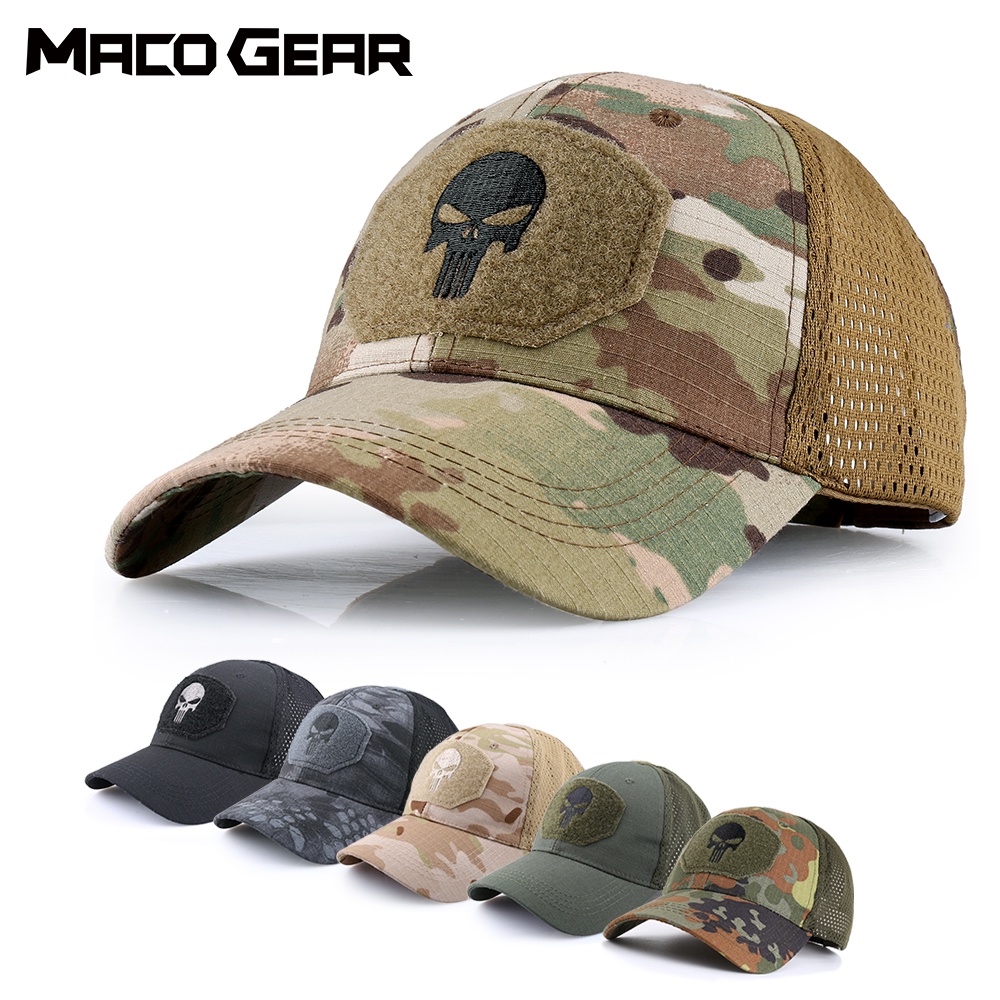 Men's Camouflage Baseball Mesh Skull Cap Adjustable Sunshade Hat ...