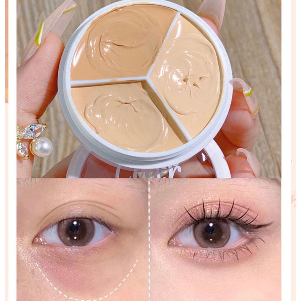 Three-color Concealer Cover Spots Acne Marks Dark Circles Tear Ditch Moisturizing Repair Powder ...