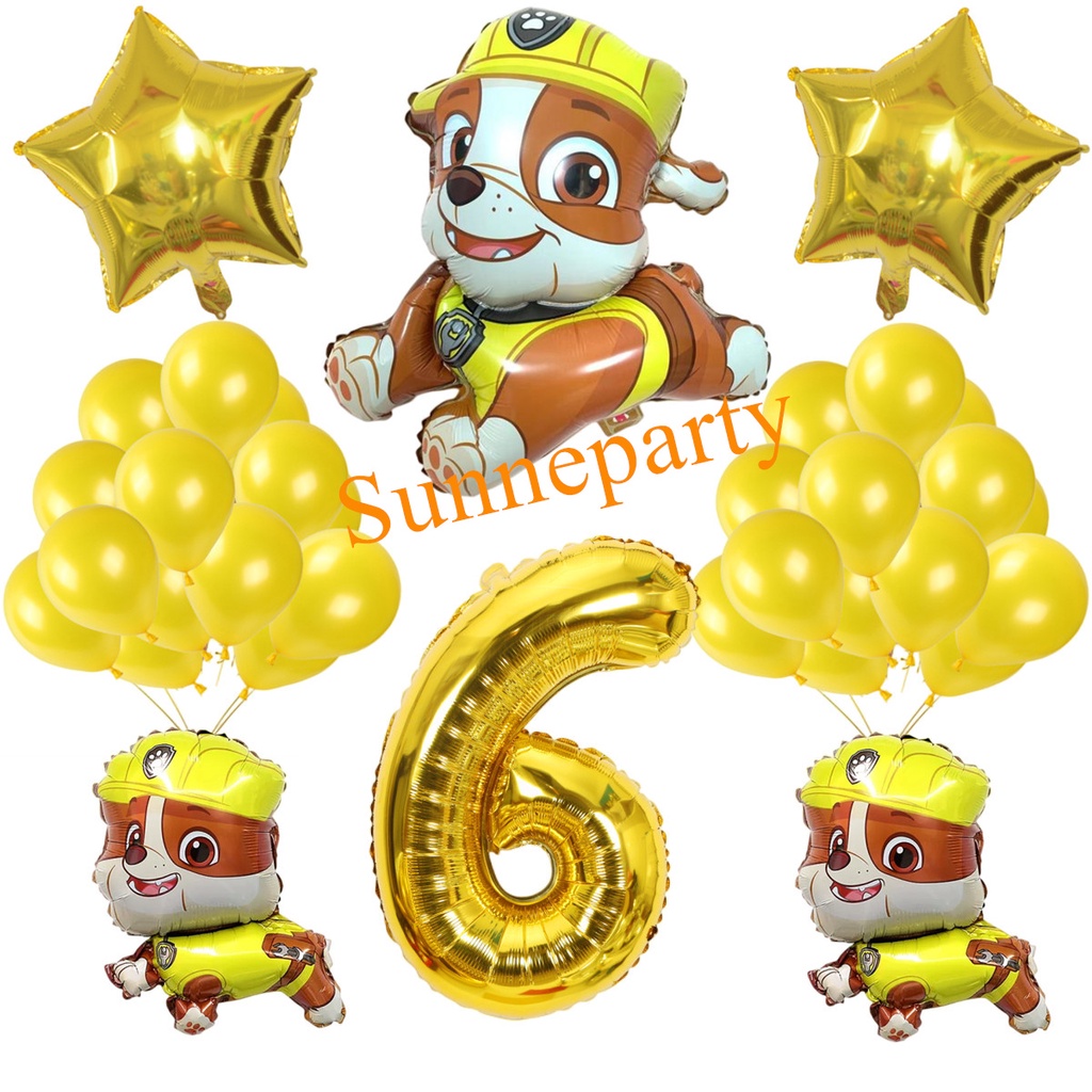 27pcs Paw Patrol Theme Balloon Rubble Dog 32inch Gold Number Balloon Party Decorations Boy ...