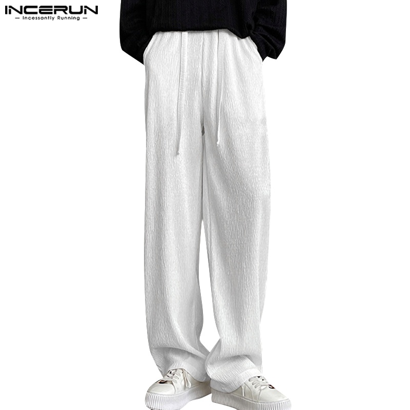 INCERUN Men's Advanced Texture Straight Leg Casual Pants | Shopee ...