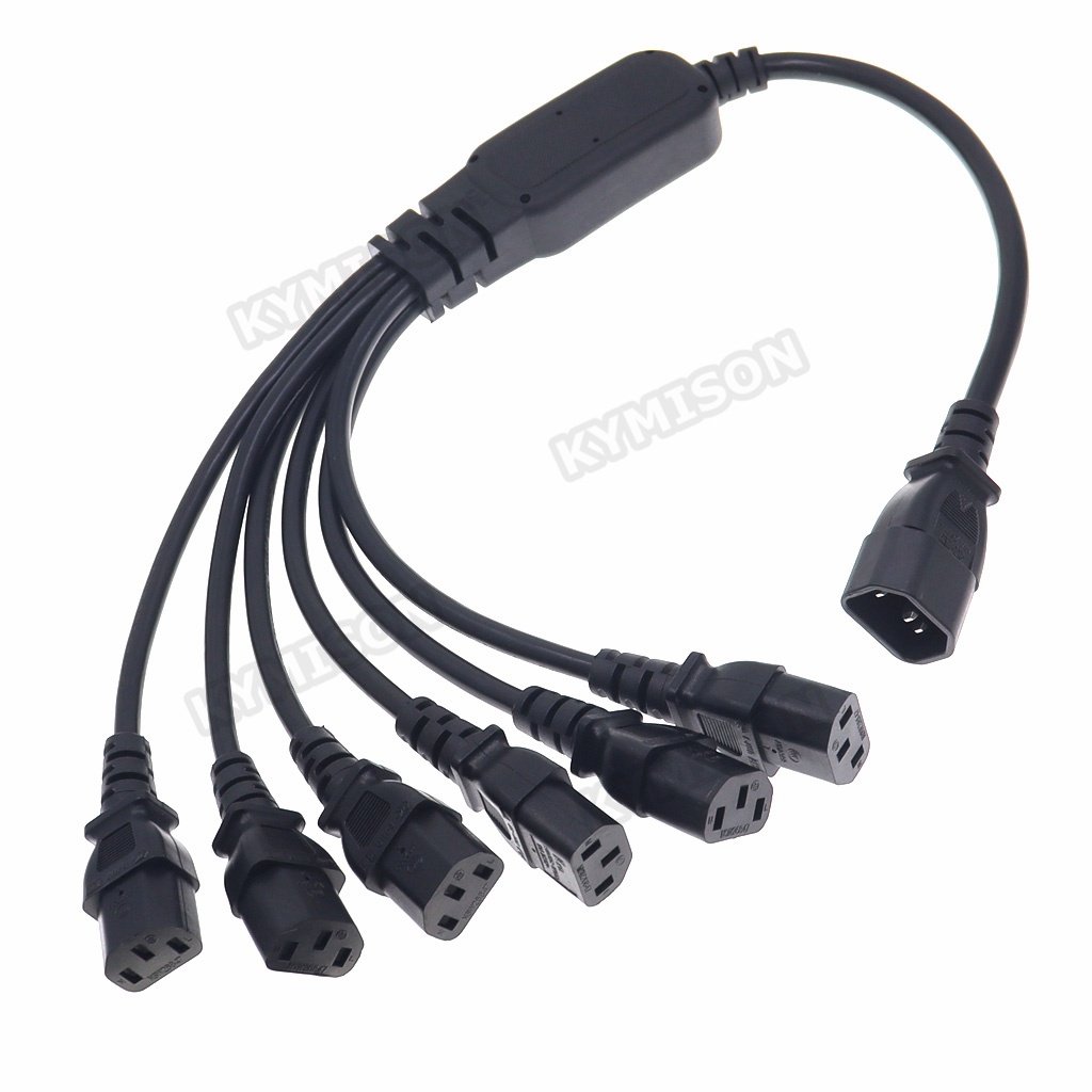 IEC 320 C14 Male Plug to 6XC13 Female Y Type Splitter Power Cord , C14 ...