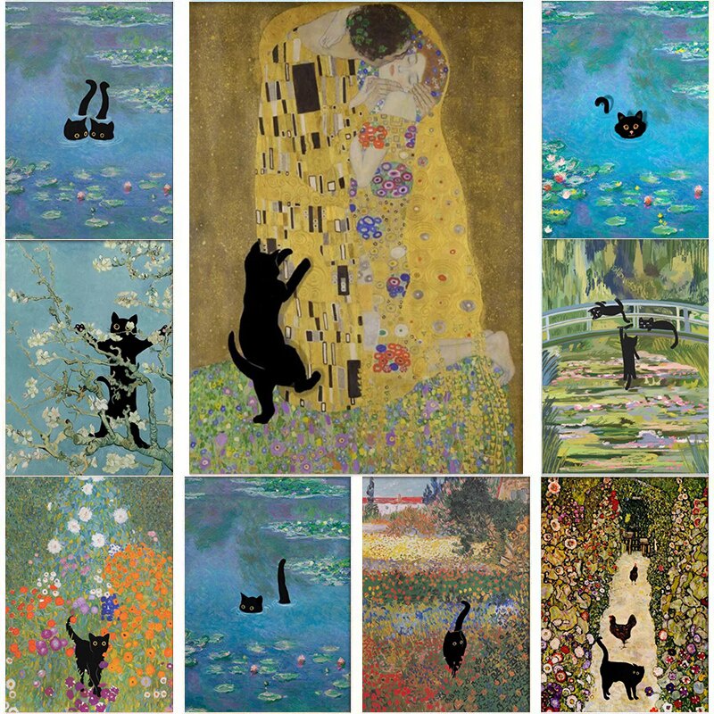 Canvas Painting of Famous Artworks by Gustav Klimt, Van Gogh, Monet ...