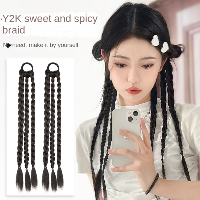 Wig Braids Female Ponytail New Chinese Style Sweet Cool Braids Natural ...