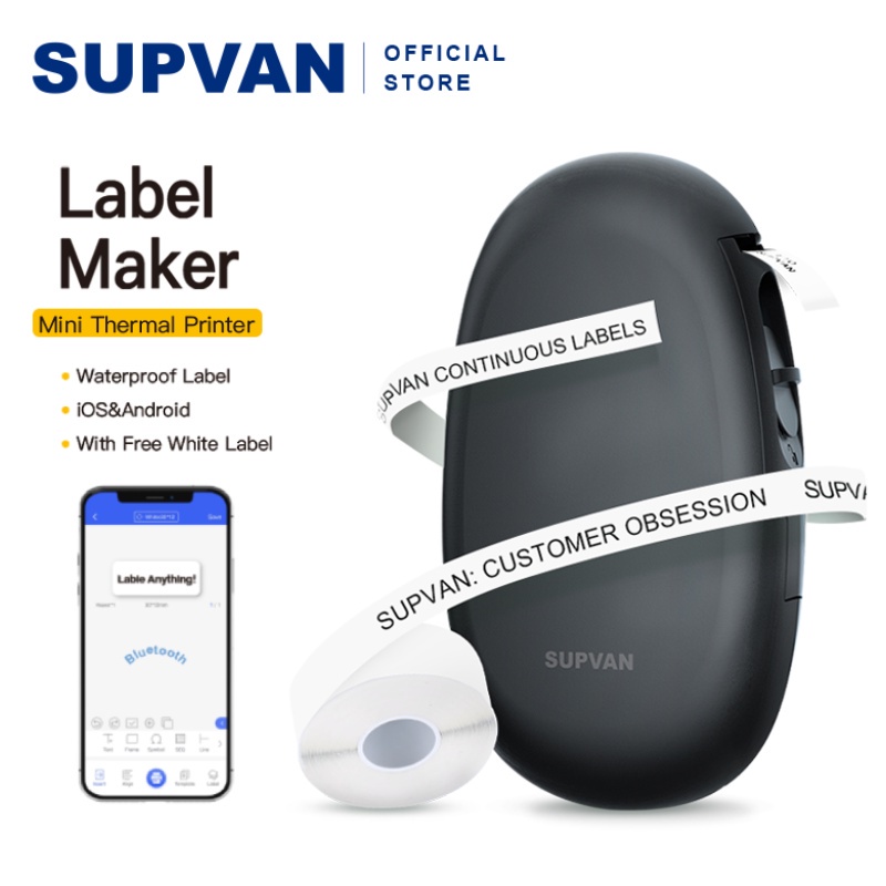 SUPVAN label making machine T10/16 handheld portable Bluetooth wireless ...