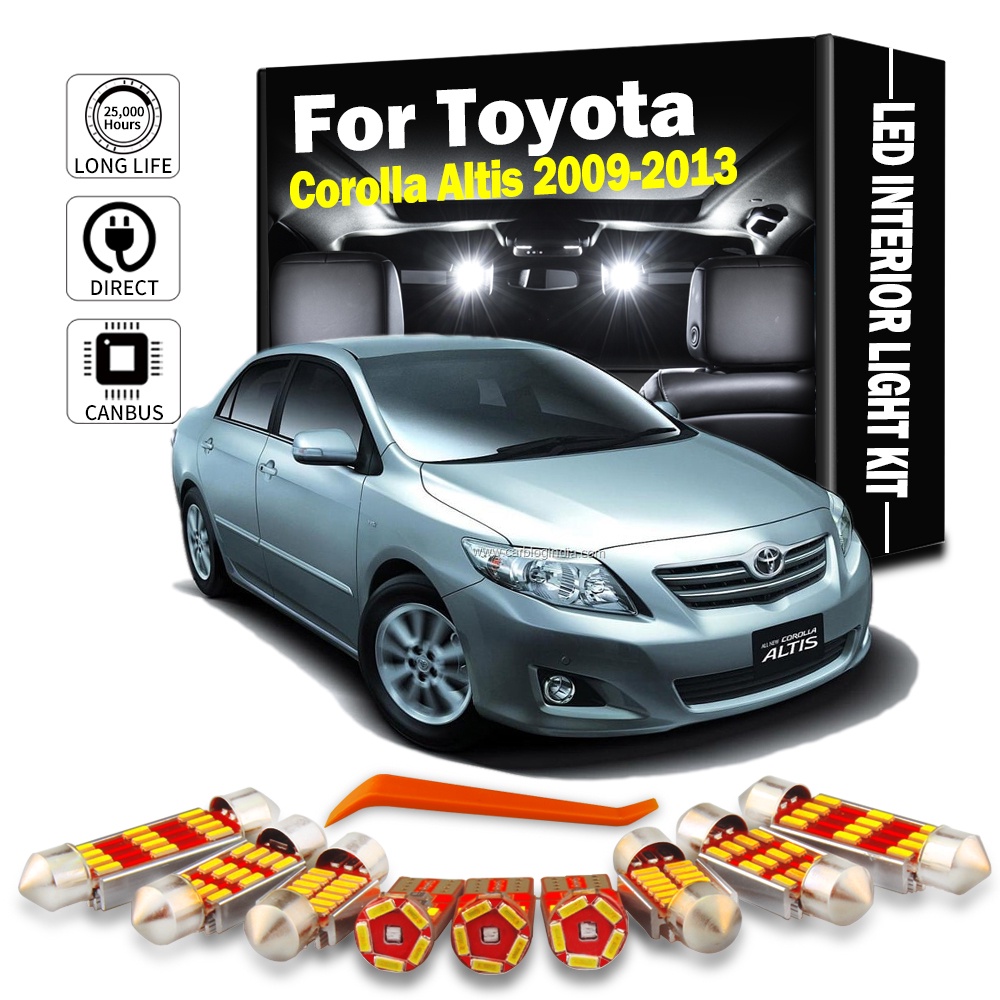 12Pcs Canbus LED Interior Dome Map Light Kit For Toyota Corolla Altis ...