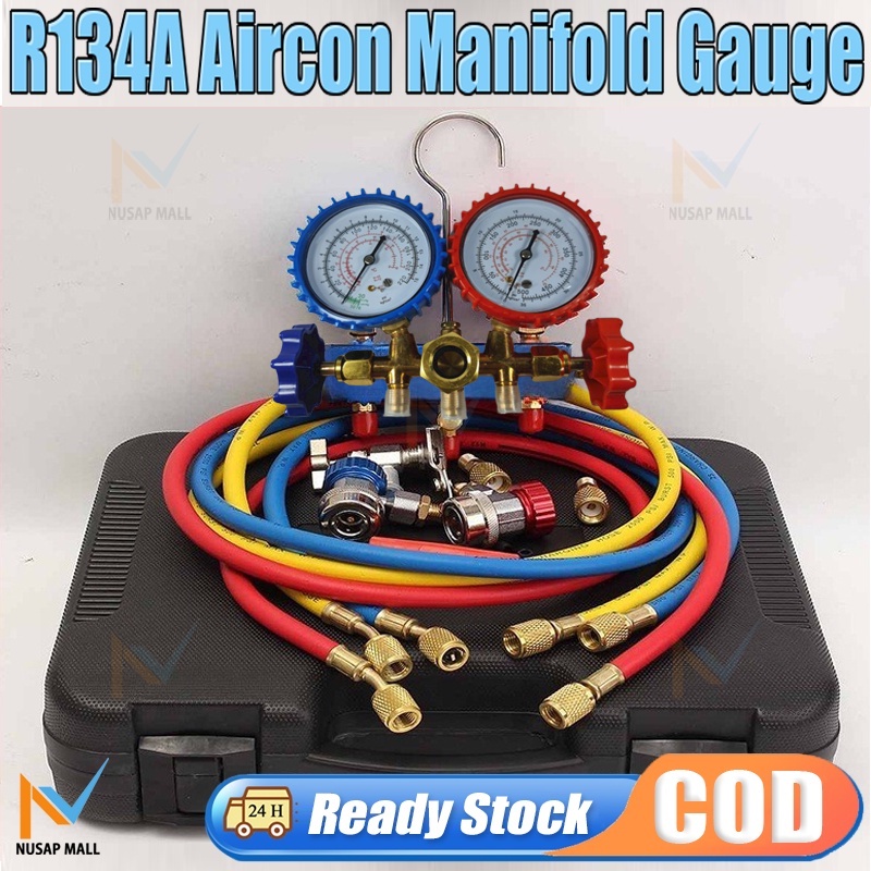 [Delivery 24 hours] R134A Aircon Manifold Gauge Freon Pressure Gauge AC ...