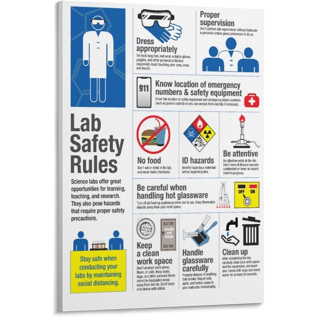 Laboratory Poster Lab Science Safety Rules Classroom Poster High School ...