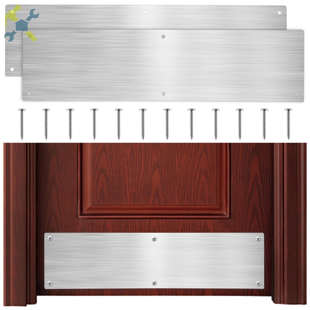 2Pcs Door Kick Plates 4 x 16 Inch Stainless Steel Kick Plates with 12 ...