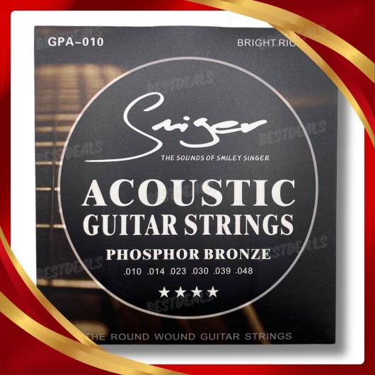 Smiger GPA-010 Acoustic Guitar Strings - Phosphor Bronze (10-48 Bright ...