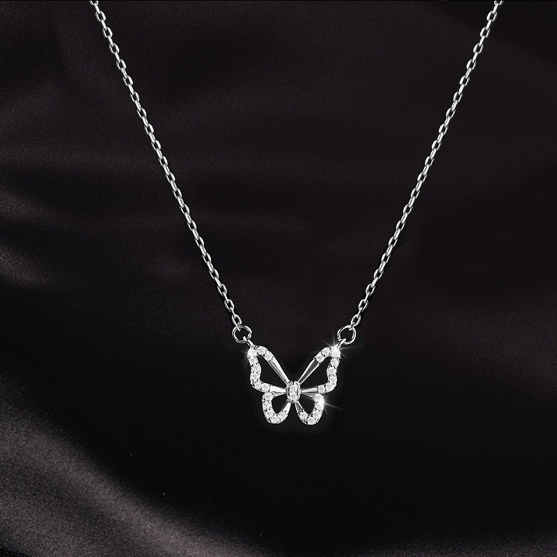 Sweet versatile diamond-encrusted butterfly pendant necklace ...