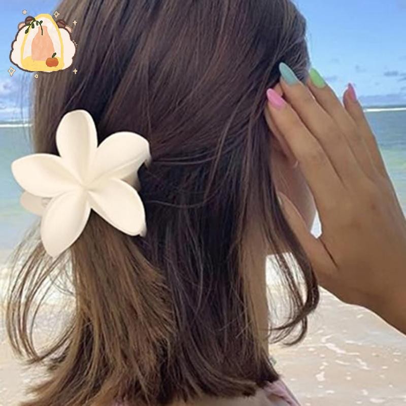 Matte Plumeria Flower Hair Clamp Cream Coffee Plum Flower Hair Claw ...