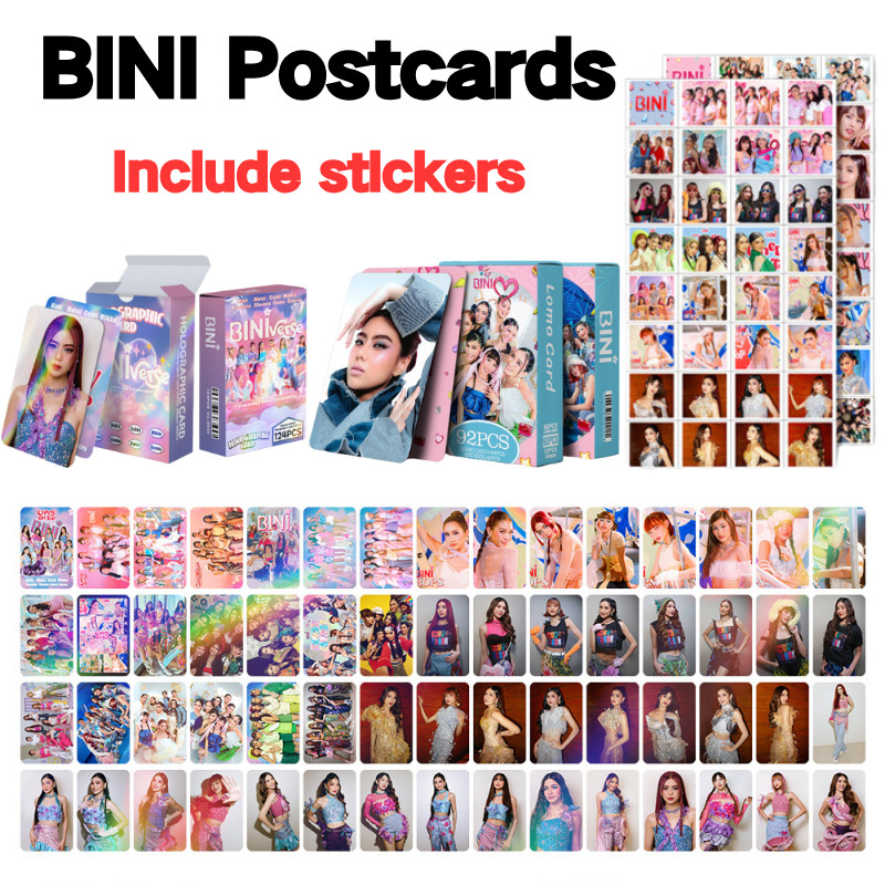 32/92/124pcs Holographic BINI Postcards Kpop Lomo Card Laser Photocards ...
