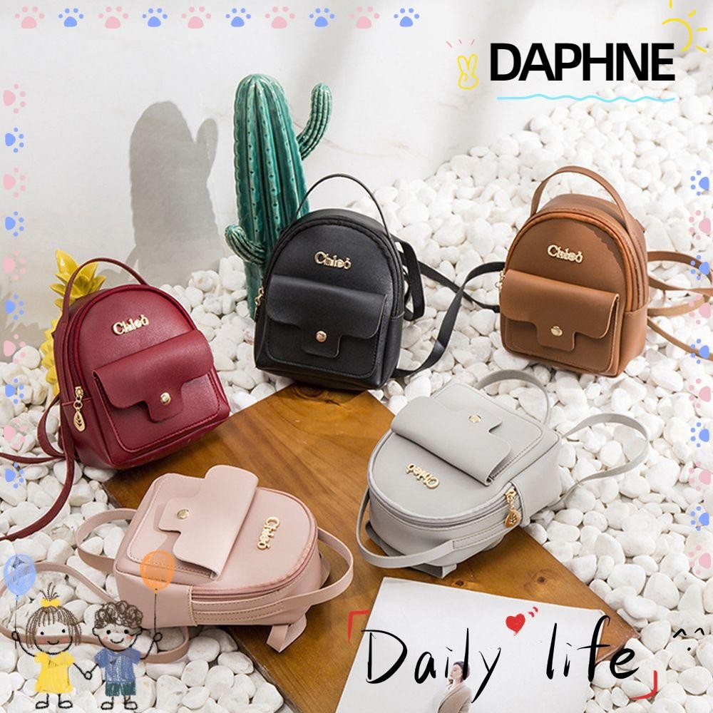 DAPHNE Mini Backpack Casual Solid Color Small PU Leather | Shopee ...