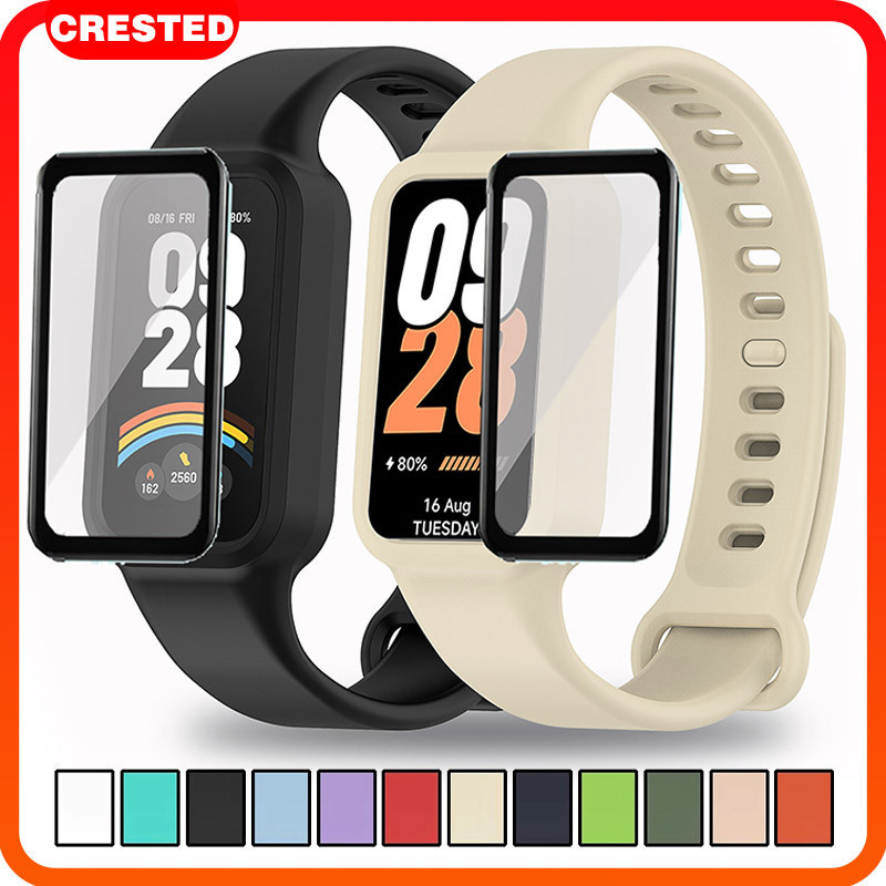 Tempered Glass Film Soft Rubber Strap for Mi Band 9 Active/ Redmi Smart ...