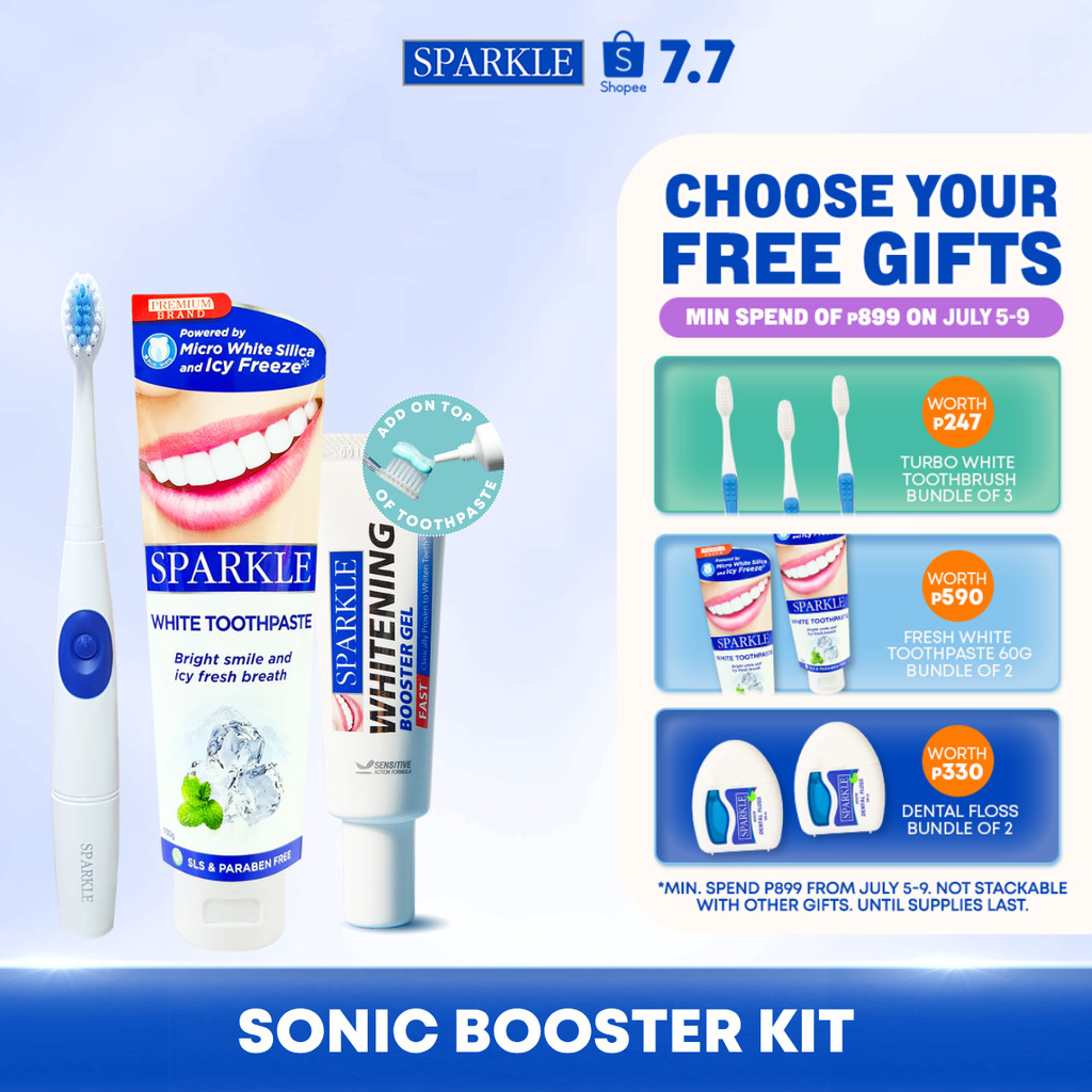 SPARKLE Sonic Booster Kit (Daily Active Toothbrush, Fresh White ...